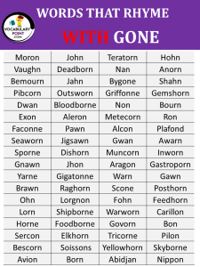 Words That Rhyme with Gone - Vocabulary Point