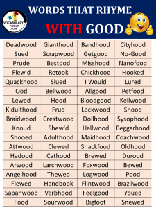 Words That Rhyme with Good - Vocabulary Point