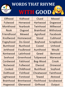 Words That Rhyme with Good - Vocabulary Point