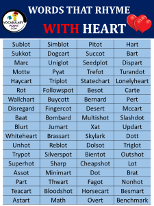 Words That Rhyme with Heart - Vocabulary Point