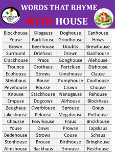 Words That Rhyme with House - Vocabulary Point