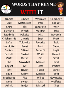 Words That Rhyme with IT - Vocabulary Point