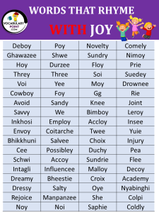 Words That Rhyme with Joy - Vocabulary Point