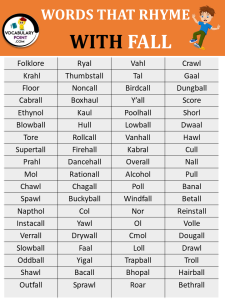 Words That Rhyme with Fall - Vocabulary Point