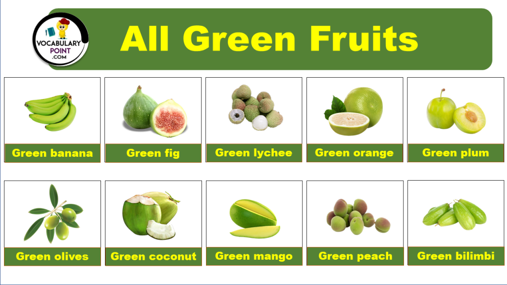 Green Fruits Names (List of Green Fruits with pictures) - Vocabulary Point