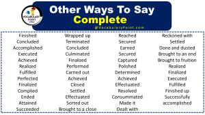 Another Words For Complete - Vocabulary Point