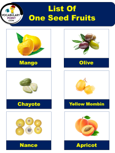 List of Fruits with One Seed - Vocabulary Point