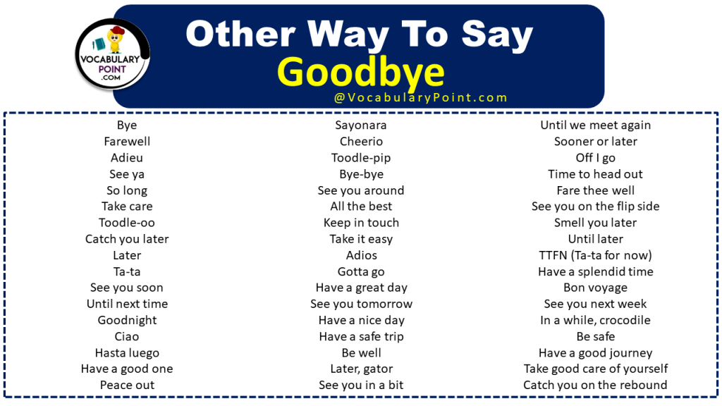 Other Ways To Say Goodbye - Vocabulary Point