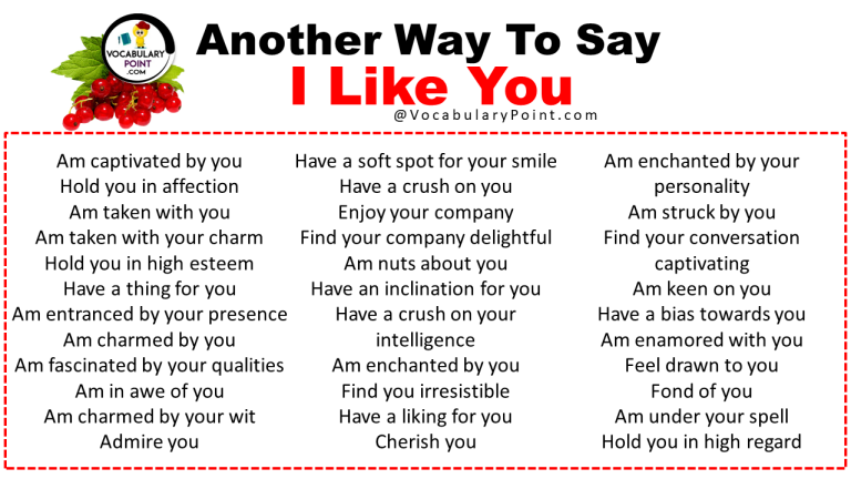 Other Ways To Say I Like You - Vocabulary Point