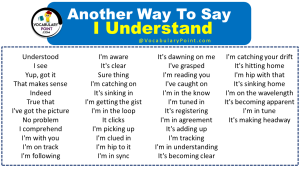 Other Ways To Say I Understand - Vocabulary Point