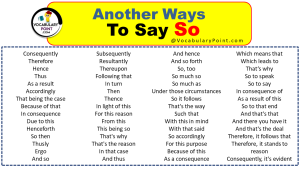 Other Ways To Say So - Vocabulary Point