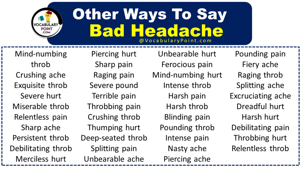 Other Ways To Say Bad Headache - Vocabulary Point