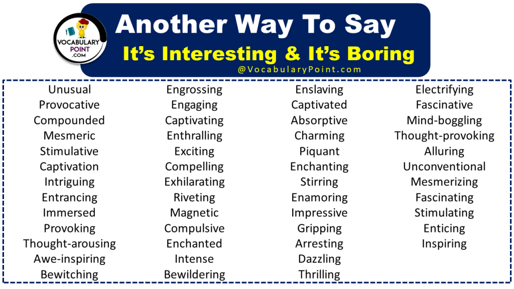 Other Ways To Say It’s Interesting & It’s Boring - Vocabulary Point