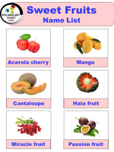 Sweet Fruits Names (100 Juicy Fruits Names) - Vocabulary Point