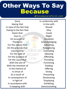 Other Ways To Say Because - Vocabulary Point
