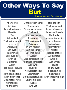 Other Ways To Say But - Vocabulary Point