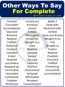Another Words For Complete - Vocabulary Point