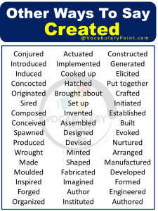 Other Ways To Say Created - Vocabulary Point