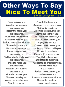 Other Ways To Say Nice To Meet You - Vocabulary Point