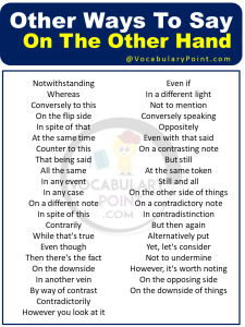 Other Ways To Say On The Other Hand - Vocabulary Point
