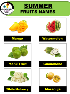 List of Summer Fruits with Their Benefits - Vocabulary Point