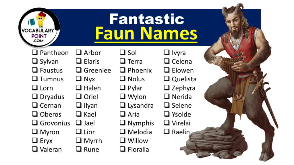 Faun Names (Fantastic, Male & Female) - Vocabulary Point