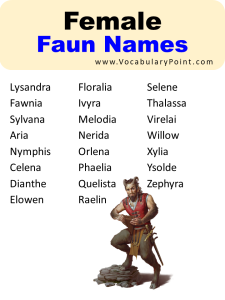 Faun Names (Fantastic, Male & Female) - Vocabulary Point