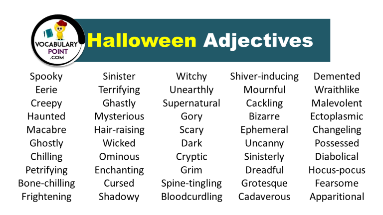 Halloween Adjectives Words List (Adjectives Describe Halloween ...