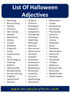 Halloween Adjectives Words List (Adjectives Describe Halloween ...
