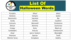 List Of Halloween Vocabulary Words In English - Vocabulary Point