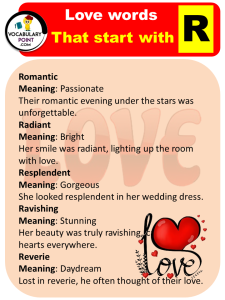 Romantic Words That Start With R (Love Words with R) - Vocabulary Point