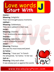 Romantic Words That Start With J (Top Love Words With J) - Vocabulary Point