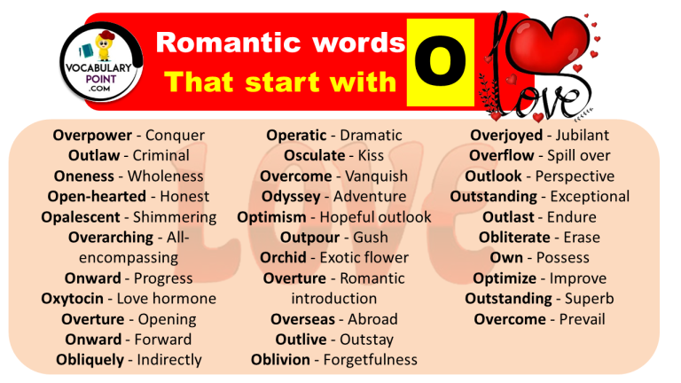Romantic Words That Start With O (Top Love Words with O) - Vocabulary Point