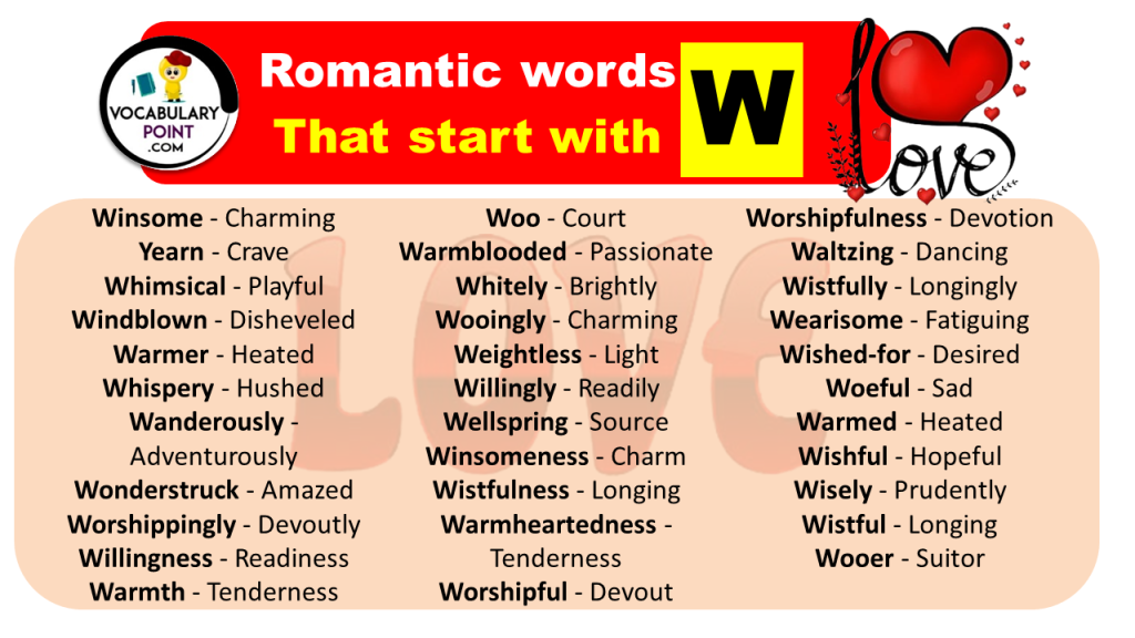 Romantic Words That Start With W (Love Words With W) - Vocabulary Point