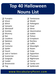List Of Halloween Noun (Halloween Vocabulary) - Vocabulary Point