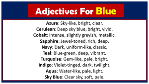 Adjectives for Blue (Descriptive Words for Blue) - Vocabulary Point