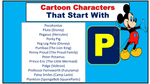 Cartoon Characters That Start With P (Disney & Funny) - Vocabulary Point