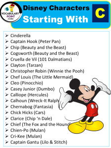 Cartoon Characters That Start With C (Disney & Funny) - Vocabulary Point