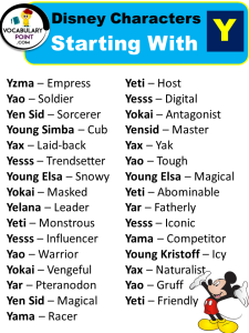 Cartoon Characters That Start With Y (Disney & Funny) - Vocabulary Point