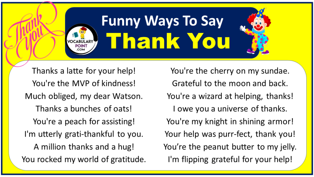 250+ Funny Ways To Say Thank You - Vocabulary Point
