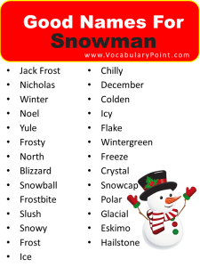 Funny Names for Snowman (Cute, Cool and Classic) - Vocabulary Point