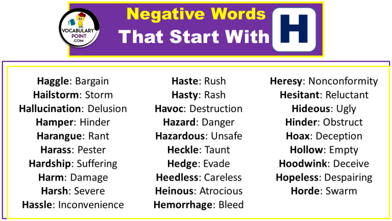 Negative Words That Start With H (Negative Adjectives) - Vocabulary Point