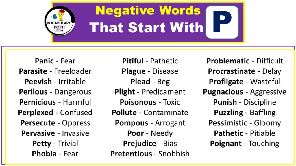 250+ Negative Words That Start With P - Vocabulary Point