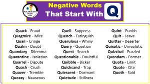 180+ Negative Words That Start With Q (Negative Adjectives ...