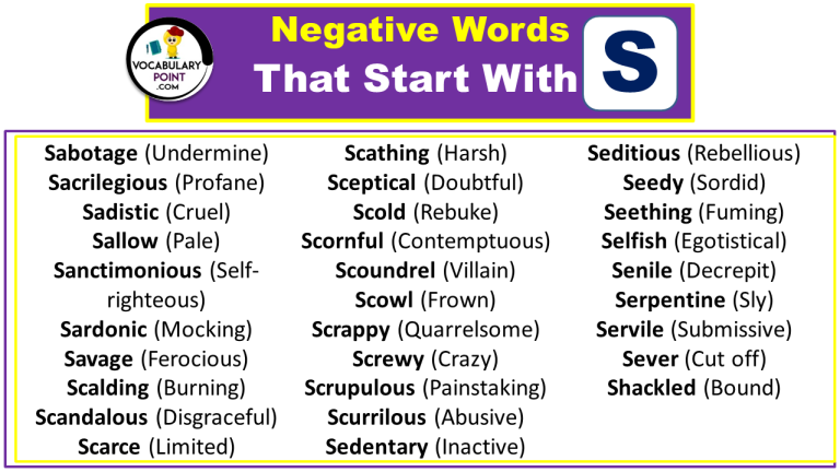 Negative Words That Start With S (Negative Adjectives) - Vocabulary Point