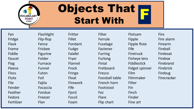 999+ Objects That Start With F - Vocabulary Point