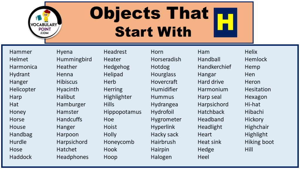 List of Objects That Start With H (For Kids & Beginners) - Vocabulary Point