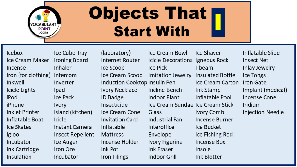 List of Objects That Start With I - Vocabulary Point