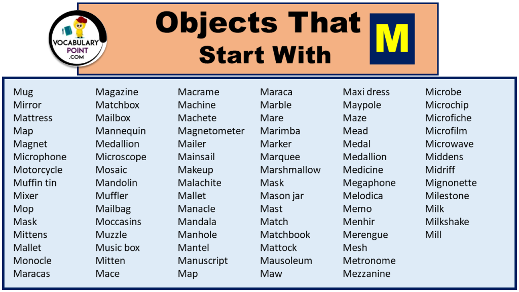 450+ Objects That Start With M for Your Kids - Vocabulary Point