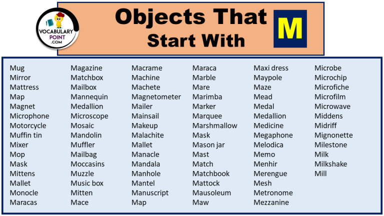 450+ Objects That Start With M for Your Kids - Vocabulary Point